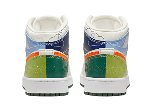 Jordan Boy's Air Jordan 1 Mid SE (Big Kid) Sail/Safety Orange/Psychic Blue 6 Big Kid M