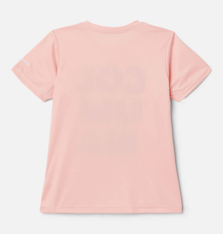 Columbia Youth Girls Petit Pond Graphic Short Sleeve Tee, Pink Sand Foxy Undercover, Medium