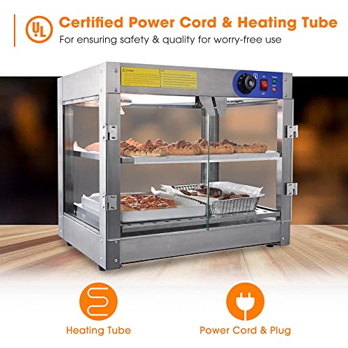 WeChef Commercial Food Warmer 2-Tier 110V Countertop Food Pizza Warmer 750W 24x15x20 Pastry Display Case