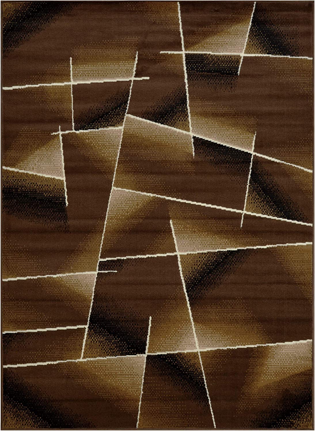 Champion Rugs Modern Area Rug Geometric Boxes Abstract Lines Pattern Multicolor Brown (2’ X 7’ Runner)