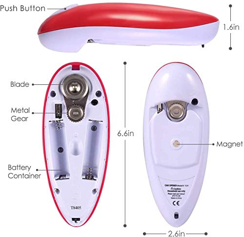 FlyBanbooElectric Can Opener, Restaurant can Opener, Smooth Edge Automatic Electric Can Opener Chef's Best Choice, Best Kitchen Gadget for Arthritis, Red, A239