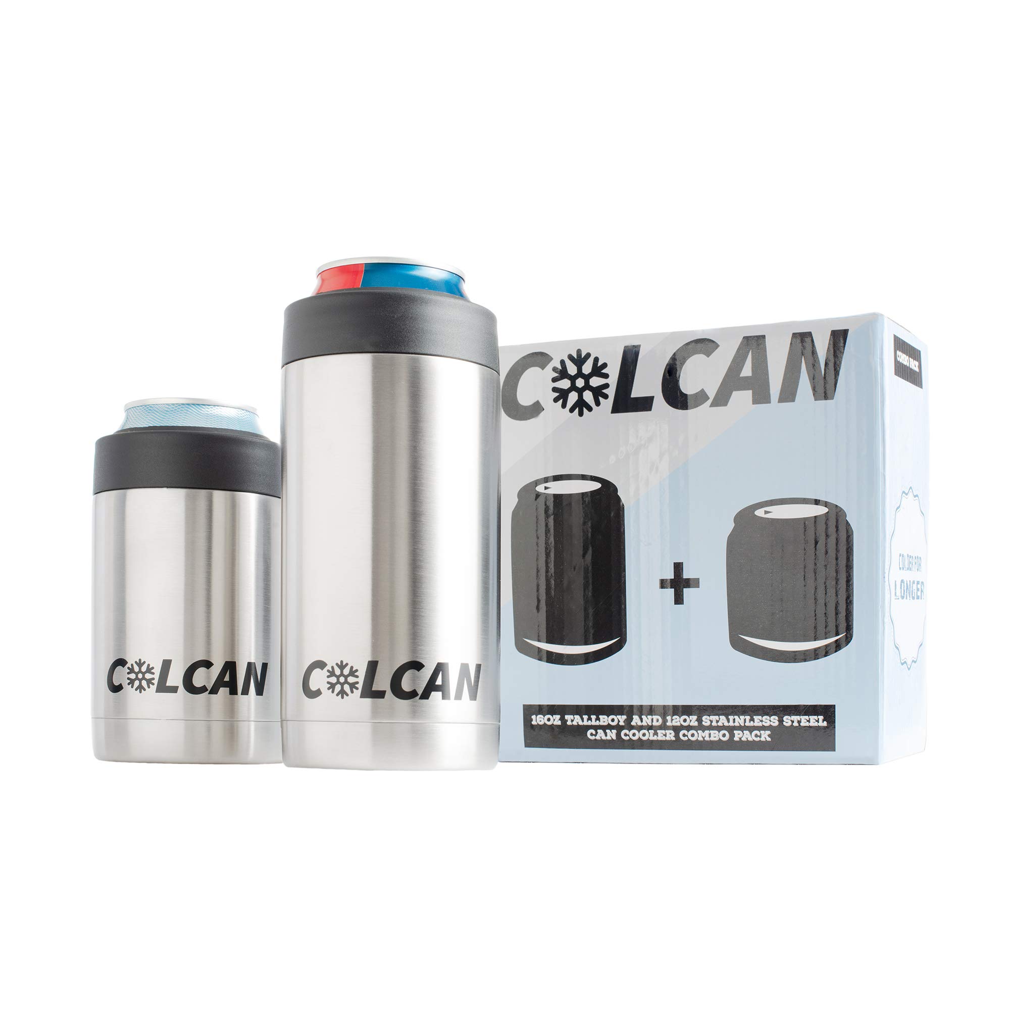 Colcan 12oz 16oz Can Cooler Combo - Stainless Steel Double Insulated
