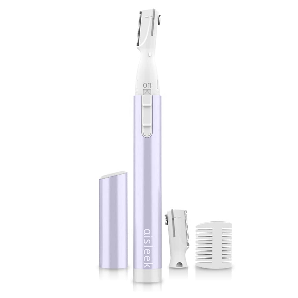 Eyebrow Trimmer, Facial Hair Trimmer Precision Detailer with Rinseable Blade, Battery Powered Double-Sided Eyebrow Razor with Comb, Compact Pen-Size Safe Painless Shaver for Chin Peach-Fuzz
