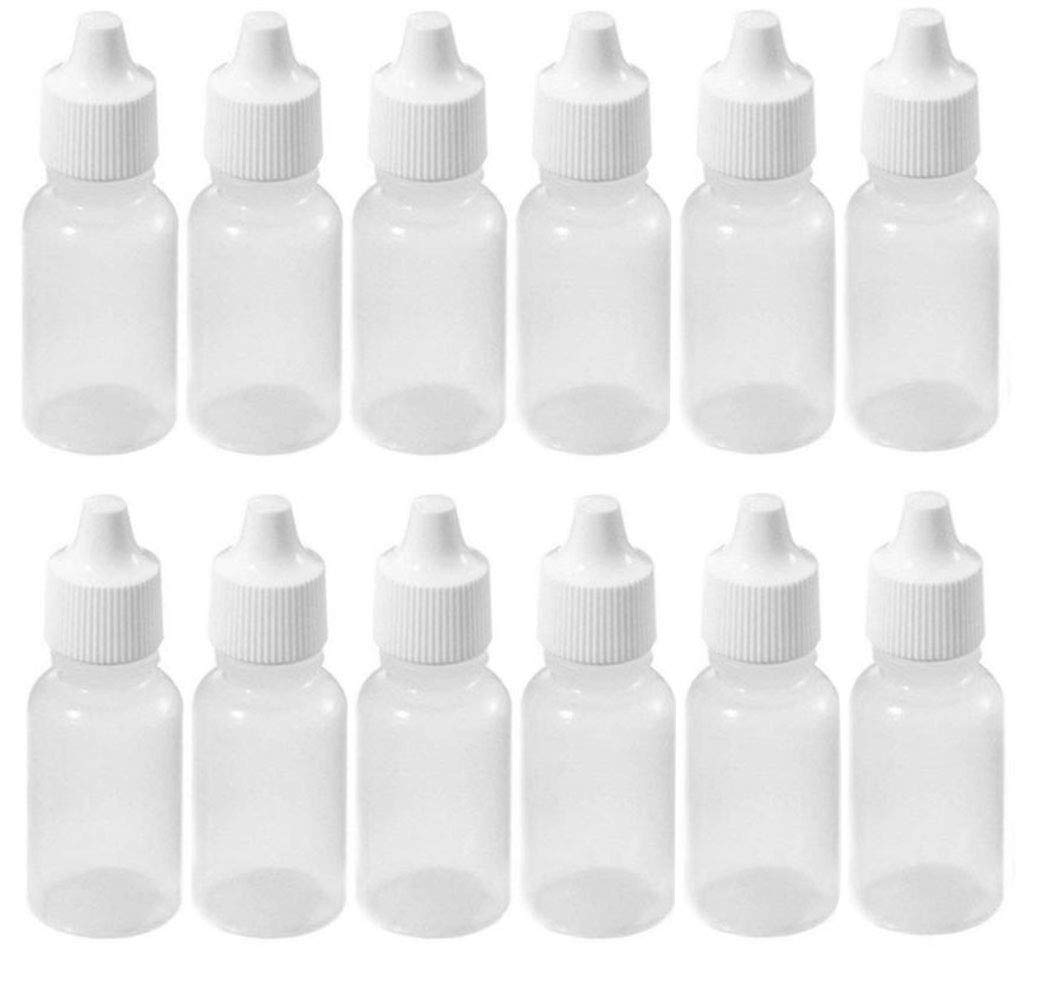 ericotry 12PCS Plastic Squeezable Dropper Bottles Eye Liquid Dropper Container Sample Packing Bottles with Screw Caps and Plugs (30ml /1 oz)
