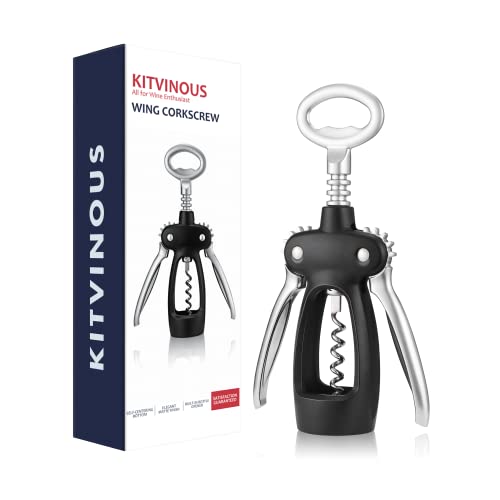 KITVINOUS Wine Opener, Premium Wing Corkscrew with No-Stick Worm, Multi-functional Wine Bottle Opener for Wine and Beer Bottles, Upgraded