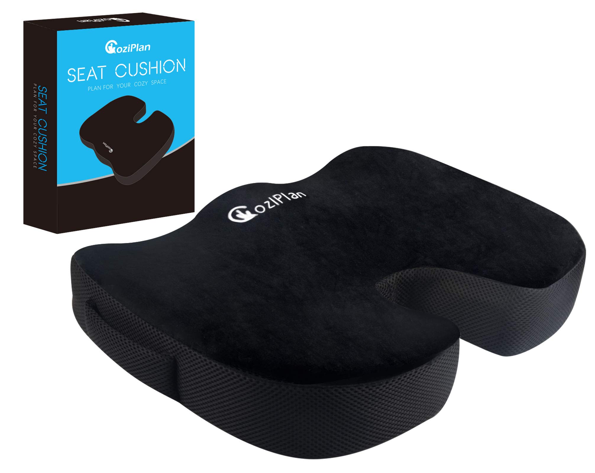 CoziPlan Memory Foam Seat Cushion for Pressure Relief, Coccyx Seat Cushion for Office Chair, Desk Chair, Computer Chair, and Car