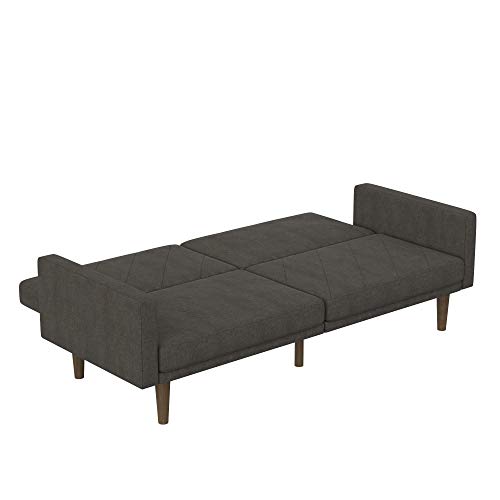 DHP Paxson Futon with USB Port, Convertible Sofa Bed, Dark Gray