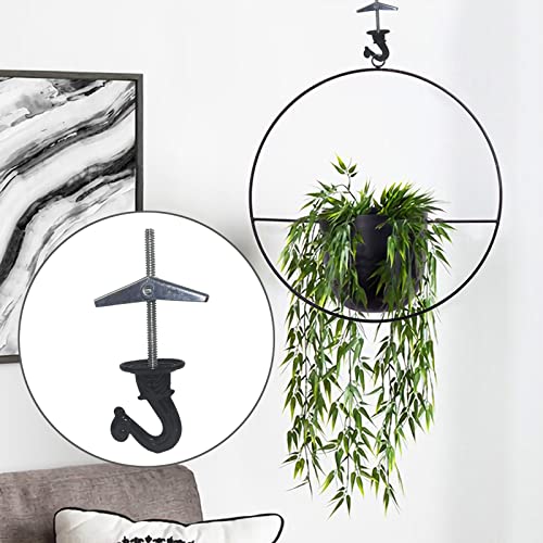 Swag Ceiling Hook 2 Sets Black Swag Ceiling Hooks Heavy Duty Swag Hooks with Hardware and Toggle Wings for Ceiling Installation Wall Fixing (2)