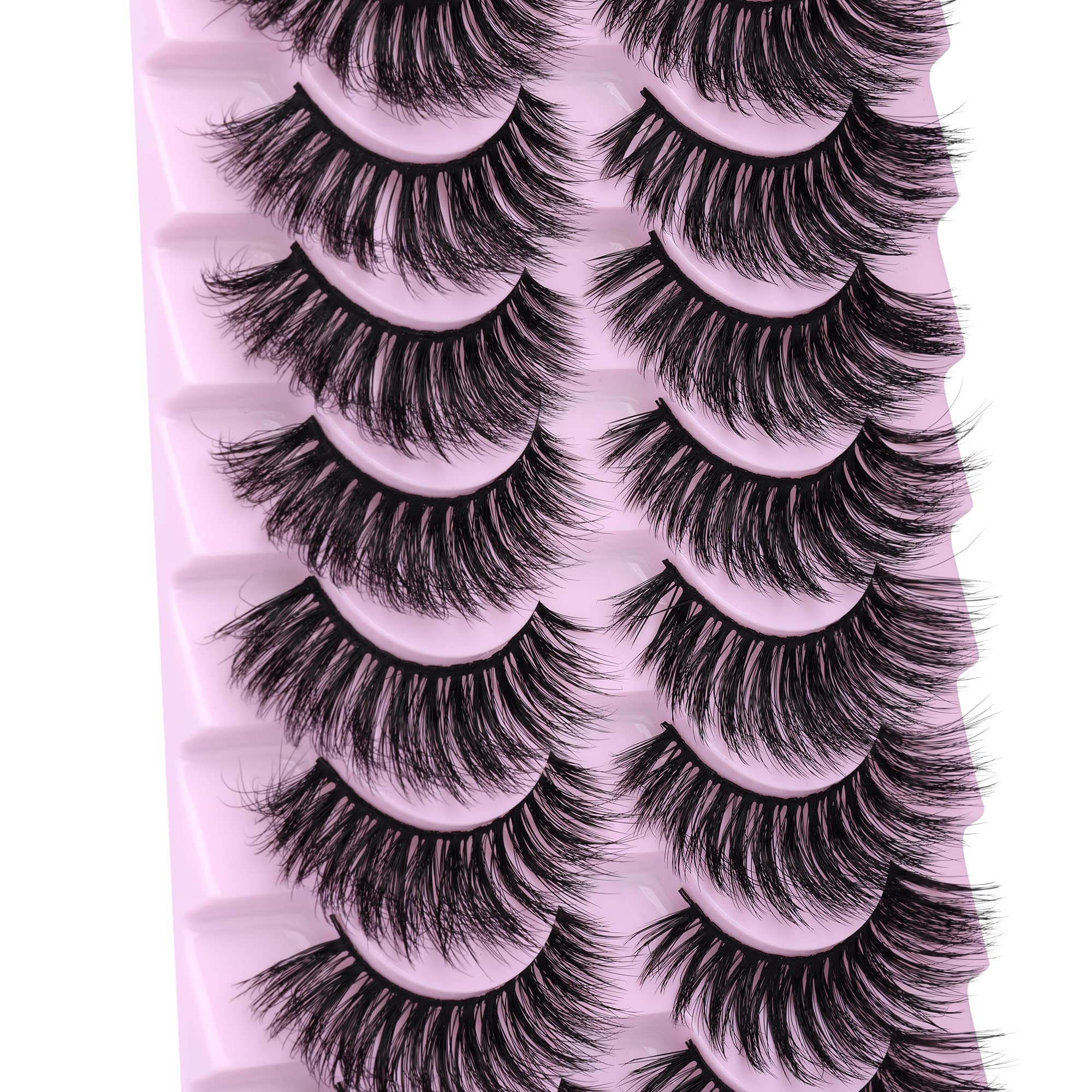 Eyelashes Dramatic Fluffy Cat Eyes Lashes Long Thick Faux Mink Lashes 22MM Fake Eyelashes Wispy Lashes Pack 10 Pairs by Pawotence