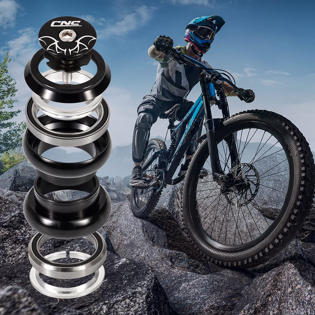 CNC Bike Headset,34mm 1-1/8" Bicycle Headset for Mountain Bike/MTB Road Bike.