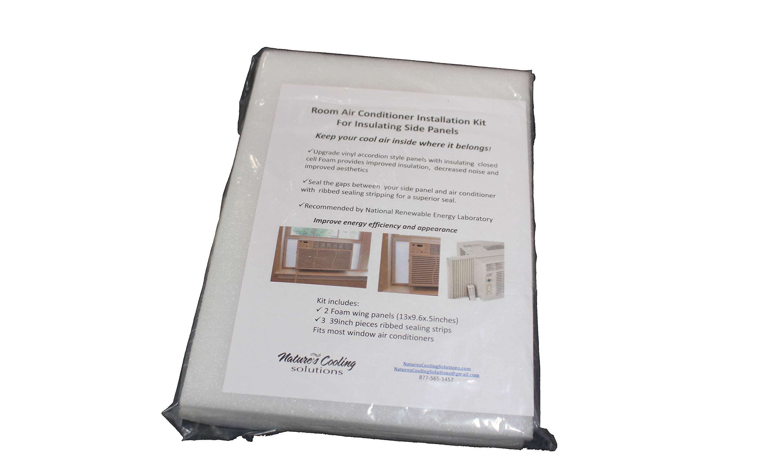 Nature's Cooling Solutions Window AC Insulating Side Panels + 13” Tall+ Set of (2) + Semi Rigid Closed Cell + Waterproof +UV+ Size: 13 x 9.6 x 0.5 inches