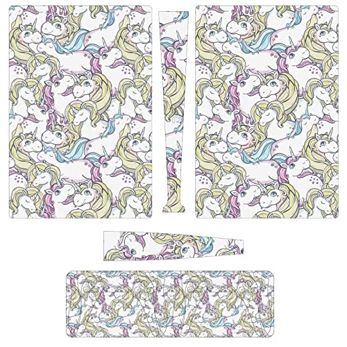 Cute Magic Unicorns Full Protective Skin Cover Design Wrap Decal Sticker Compatible with PS5 Digital Edition Console and Controller