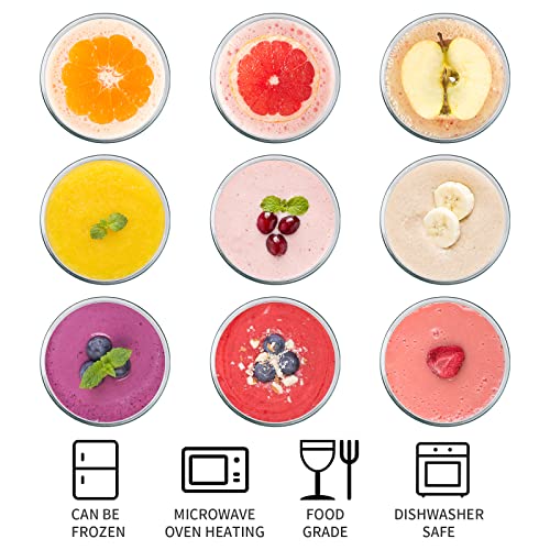 Moretoes 9 Pack 16oz Glass Juice Bottles with Lids Reusable Glass Beverages Drinking Jars with Tamper-proof White Caps for Travel Milk Water Tea Honey Kombucha Smoothie Boba