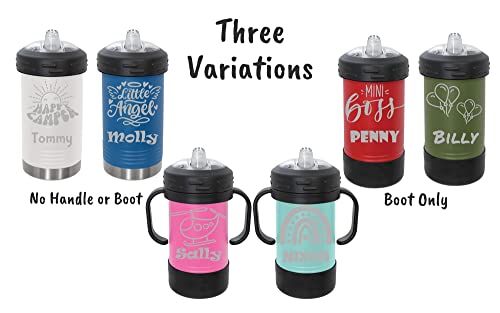 OEZZO Customized Stainless Steel Sippy Cups, Personalized Kids Tumblers with Handle, Reusable Infants and Toddler Cups