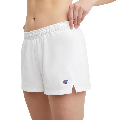 Champion, Soft, Comfortable Practice Shorts for Women, 3.5", White, Small