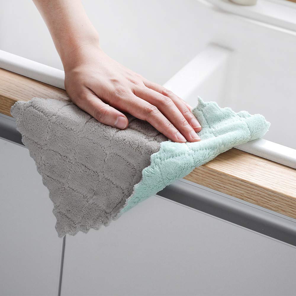 Eme-rald Kitchen Cloth Dish Towels, Premium Dishcloths, Super Absorbent Coral Velvet Dishtowels, Nonstick Oil Washable Fast Drying Double-Sided Dish Towel, Used for Table Chair Dish Glass (Green)
