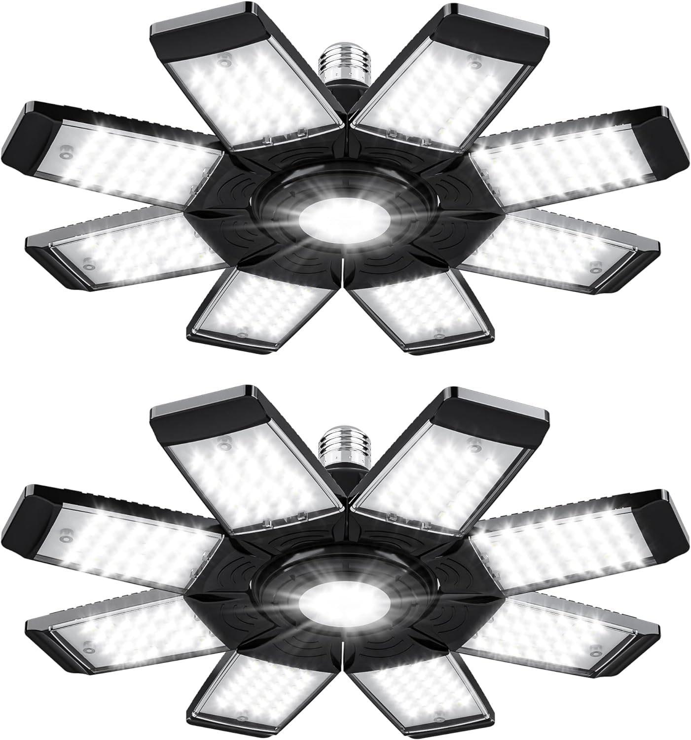 Craftersmark 2 - Pack LED Garage Lights 250W - 6500K Garage Lights Ceiling LED, 25000LM Deformable LED Garage Lighting Fixture, Shop Lights for Garage, Basement, Barn, High Bay Light