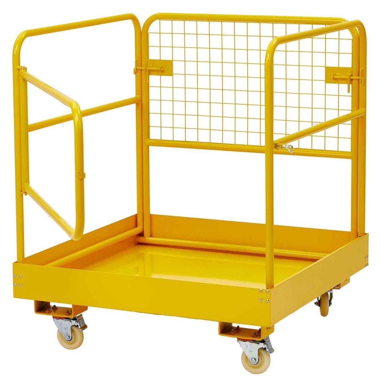 Forklift Safety Cage, 36"x36" Heavy Duty Work Platform, 1200lbs Capacity, Foldable Storage, Safety Features, Universal Wheels