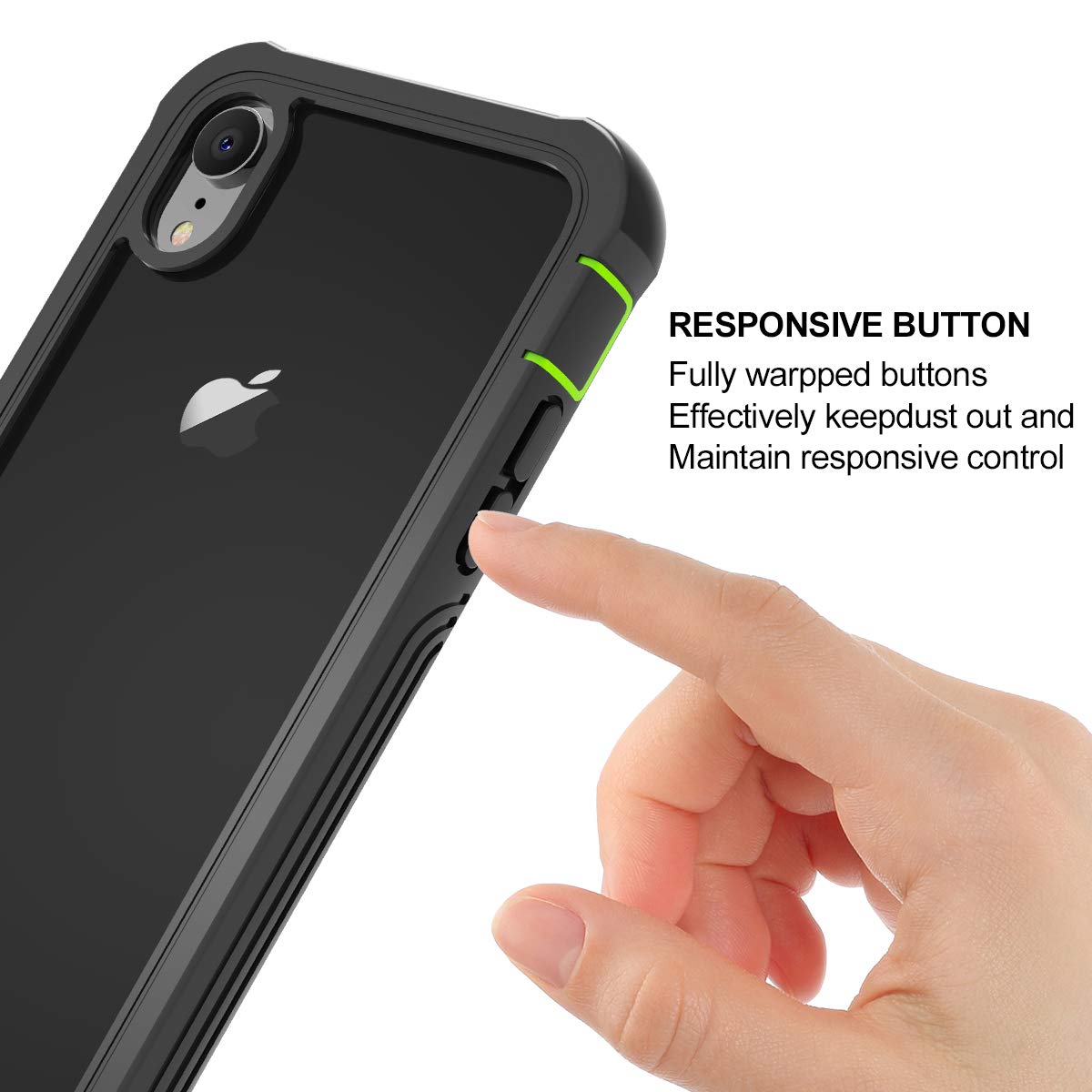 CellEver Clear Full Body Case for iPhone XR, Military Grade Protection with Soft TPU Bumper and [Built-in Screen Protector] [Lightweight] Shockproof Transparent Phone Cover 6.1 Inch (Black)