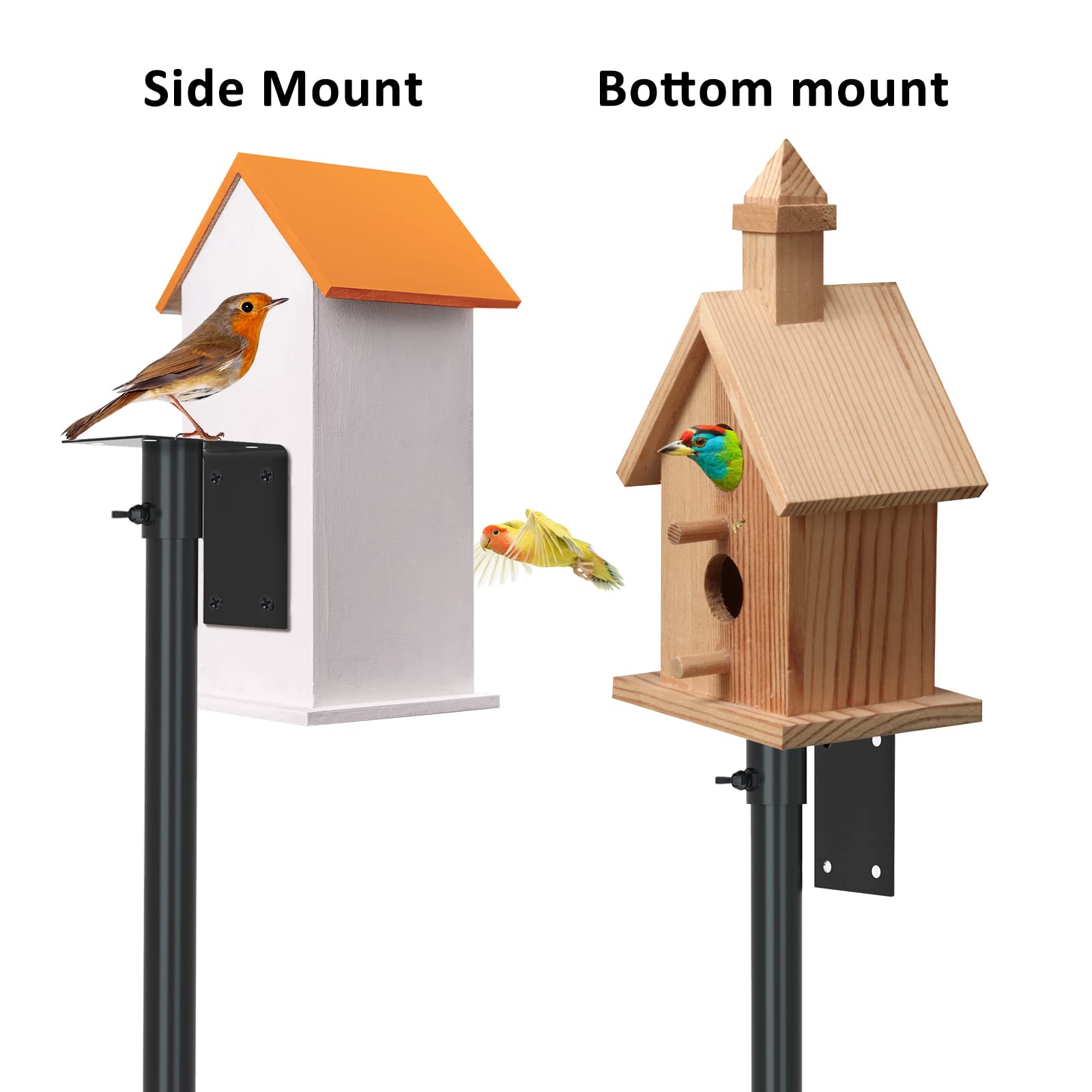 ERYTLLY Bird House Pole Mount Kit 80 Inch - Adjustable Hummingbird Bird Feeder Post Support Rod Universal Stand Set with 5 Prongs for Outdoor, Yard, Garden Decor, Black