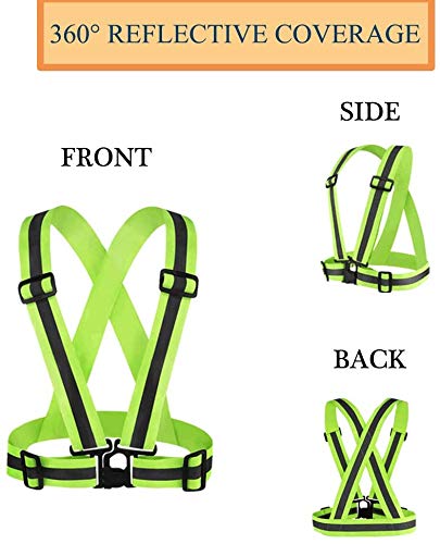FEimaX Reflective Vest 2 Pack with High Visibility Adjustable Straps for Running, Jogging, Cycling, Hiking, Multicolor