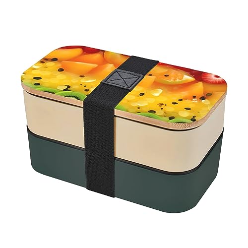 Fresh Fruit Adult Lunch Box, Bento Box, With Cutlery Set Of 3, 2 Compartments, Rectangular, Lunch Box For Adults