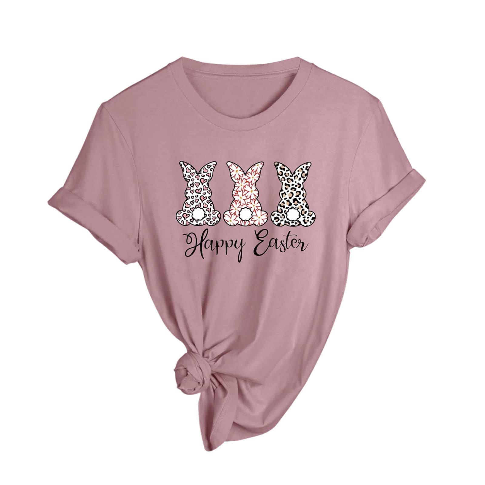 Easter Womens Tops Summer Short Sleeve Going Out Tops O Neck Printing T-Shirts Loose Casual Tops Tees Cute Tops