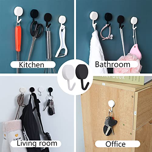 MOROBOR Self Adhesive Hooks, 20pcs Heavy Duty Plastic Hooks Wall Key Hook Holders Stocking Holder for Home Kitchen Bathroom Office Door (Black)