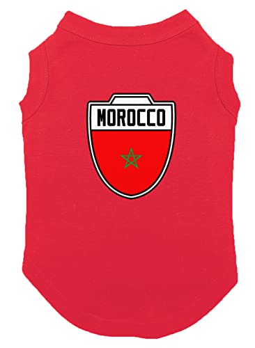 Morocco Soccer Crest - Country Futbol Dog Shirt (Red, Small)