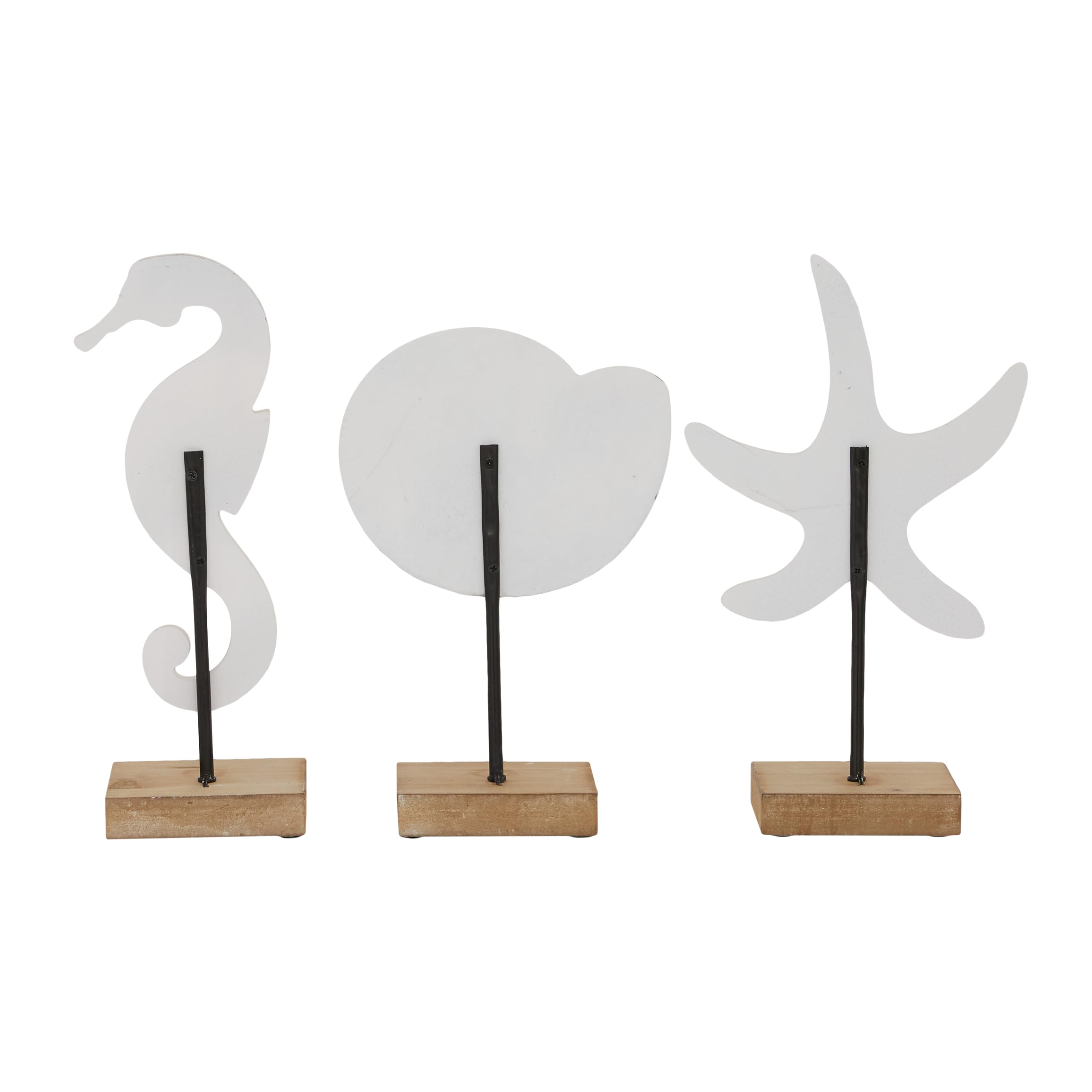 Deco 79 Plastic Sea Life Decorative Sculpture Home Decor Statues, Set of 3 Accent Figurines 13", 13", 13"H, White