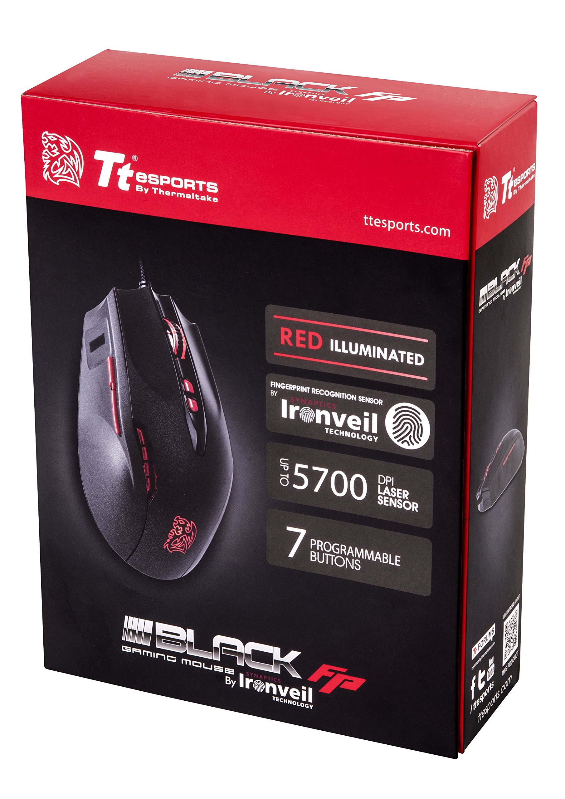Tt eSPORTS MO-BKV-WDLGBK-01 Black FP Biometric Laser Gaming Mouse