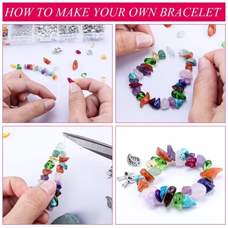JGQGB Natural Stone Beads Set Irregular Gemstones Crystal Loose Rocks Bead for Bracelet Jewelry Making Crafting DIY