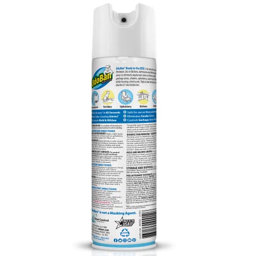 OdoBan Ready-to-Use 360-Degree Continuous Spray Disinfectant and Harsh Aroma Eliminator, Fabric and Air Freshener, 3 Pack, 14.6 Ounces Each, Fresh Linen Scent