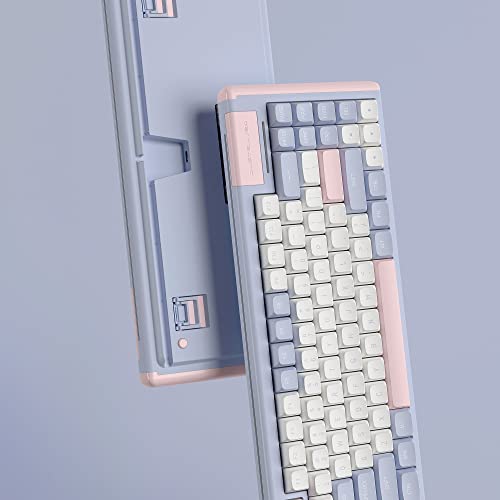 DUSTSILVER K84 Hot-Swappable Wired 75% Kawaii Mechanical Keyboard with Detachable Type-C, RGB Backlit, PBT Keycaps, Gateron Red Switches for Smooth Typing Office Work
