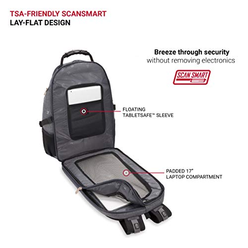 SwissGear 1900 Scansmart TSA 17-Inch Laptop Backpack, Gray Heather