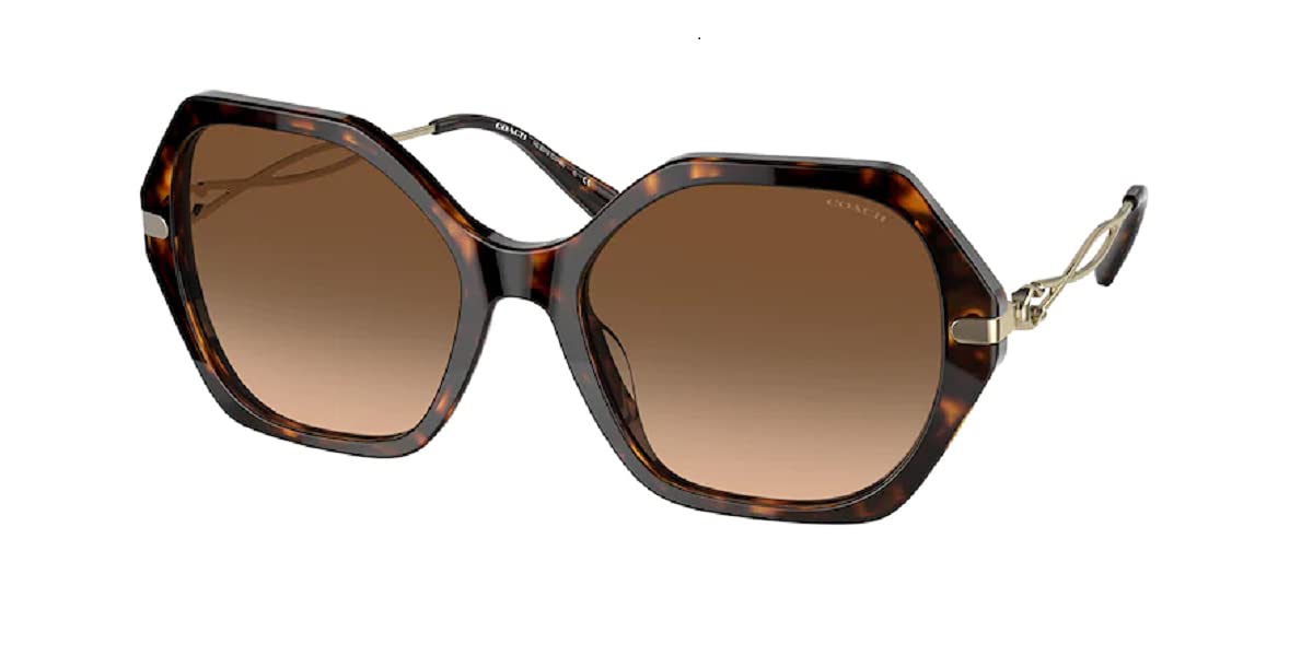 Coach HC8315 57MM Dark Tortoise/Brown Gradient Irregular Sunglasses for Women + BUNDLE with Designer iWear Eyewear Kit