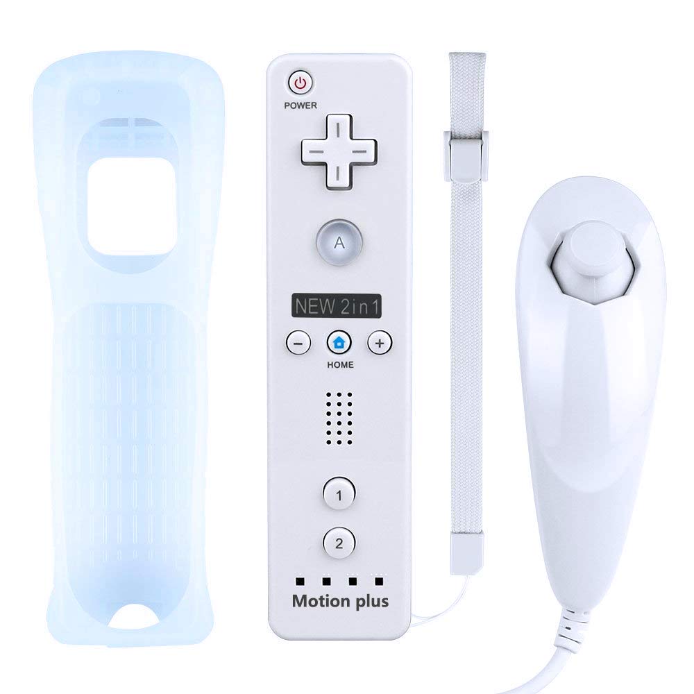Wii Remote Controller, CooleedTEK Remote Plus Controller and Nunchuk Controller for Wii and Wii U, with Silicon Case