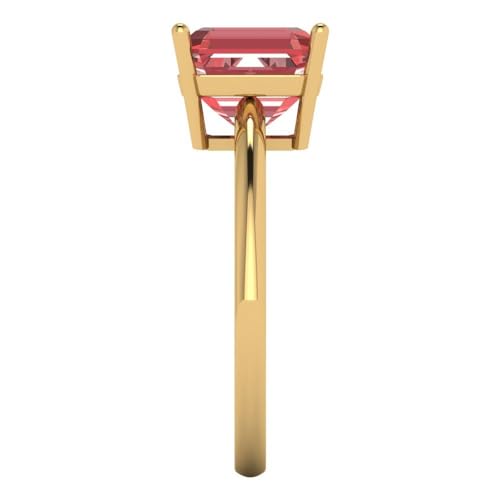 Clara Pucci 2.5 ct Asscher Cut Solitaire Natural VVS1 Red Garnet Engagement Bridal Promise Anniversary Ring 18K Yellow Gold Size 7.75