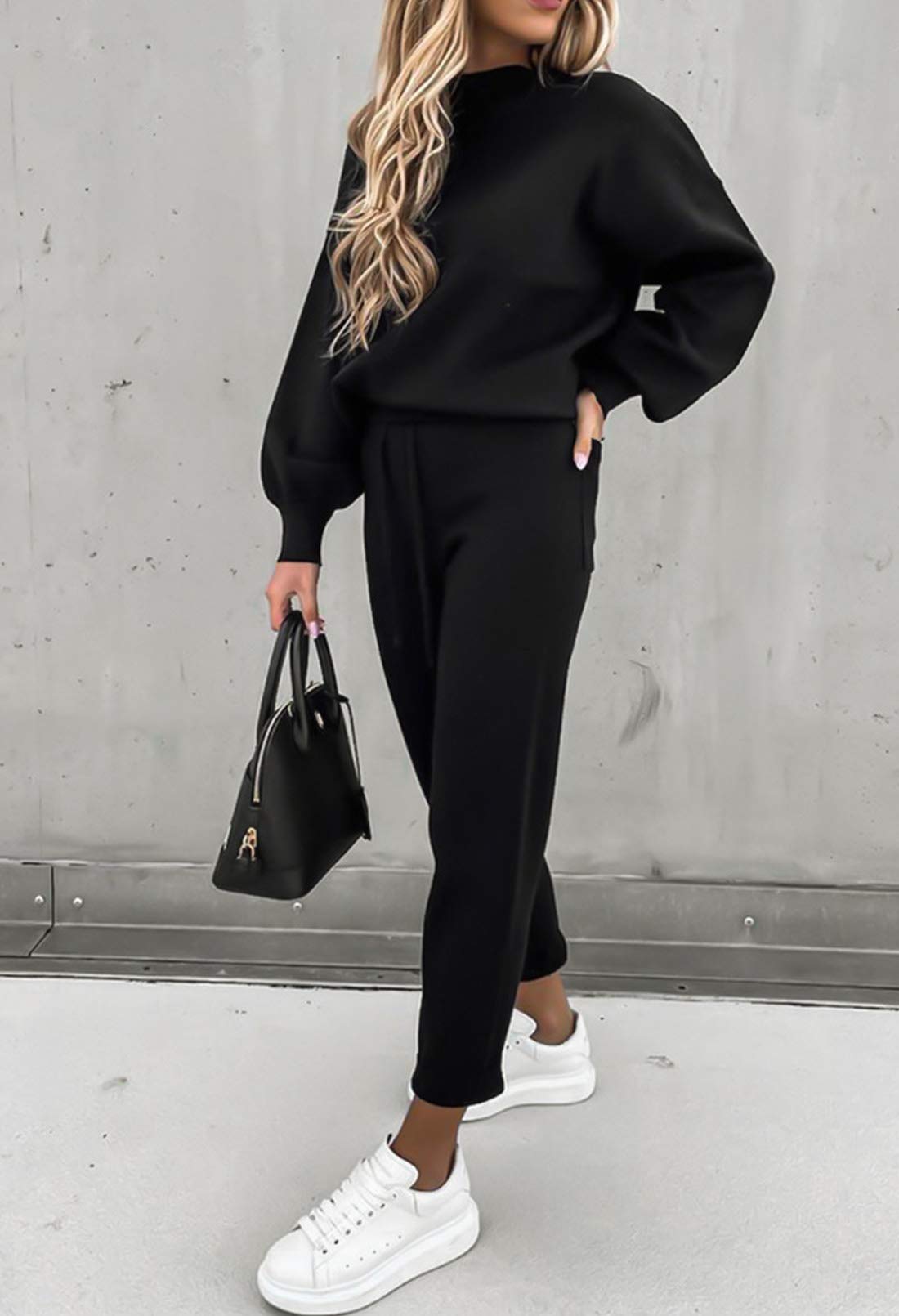 Cutiefox Womens Matching Sweatshirt Jogger Pants Sweatsuit 2 Piece Tracksuits Loungewear Colorblock L