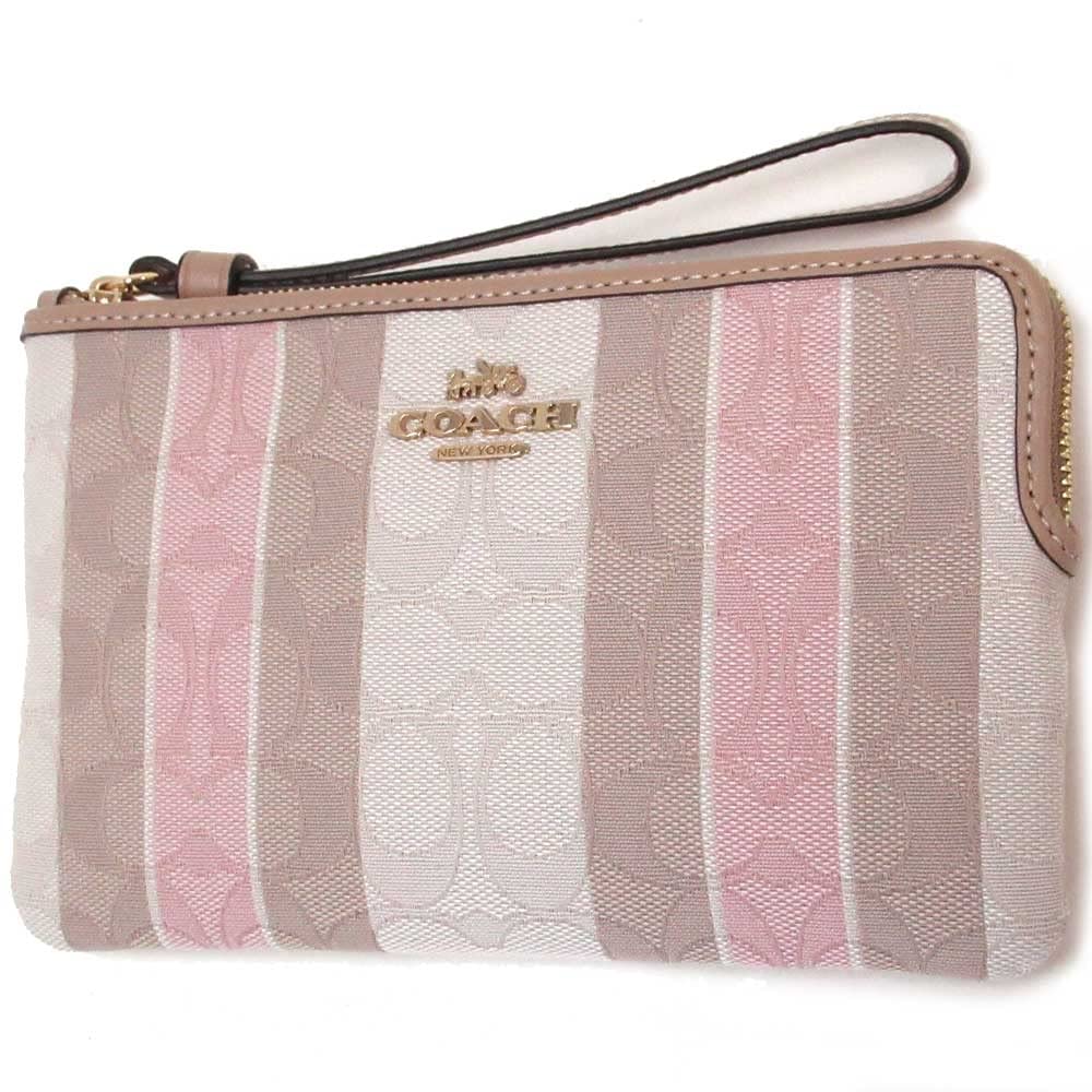 Coach Large Corner Zip Wristlet In Signature Jacquard With Stripes Style No. C8753