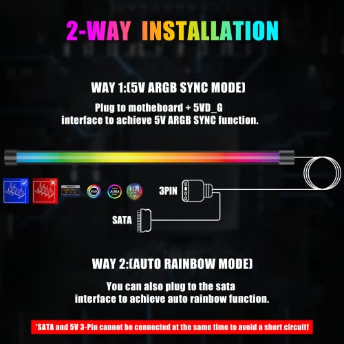 novonest Upgraded Magnetic LED Strip, 14.17"(360mm), Black, Acrylic Diffuse Material ARGB LED Strip, SATA Auto Rainbow/5V 3PIN, for Aura SYNC, Gigabyte RGB Fusion, MSI Mystic Light Sync, LB360