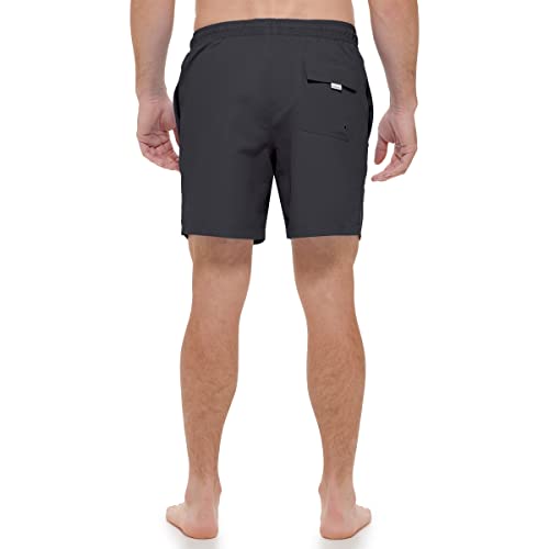 Calvin Klein Men's Standard UV Protected Quick Dry Square Patch Logo Swim Trunk, Black, Medium