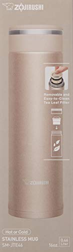 Zojirushi Stainless Steel Travel Mug with Tea Leaf Filter, 11-Ounce/0.34-Liter, Pink Champagne