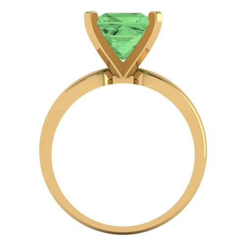 Clara Pucci 2.50ct Princess Cut Solitaire Green Simulated Diamond Excellent Engagement Bridal Promise Anniversary Ring 18K Yellow Gold 6
