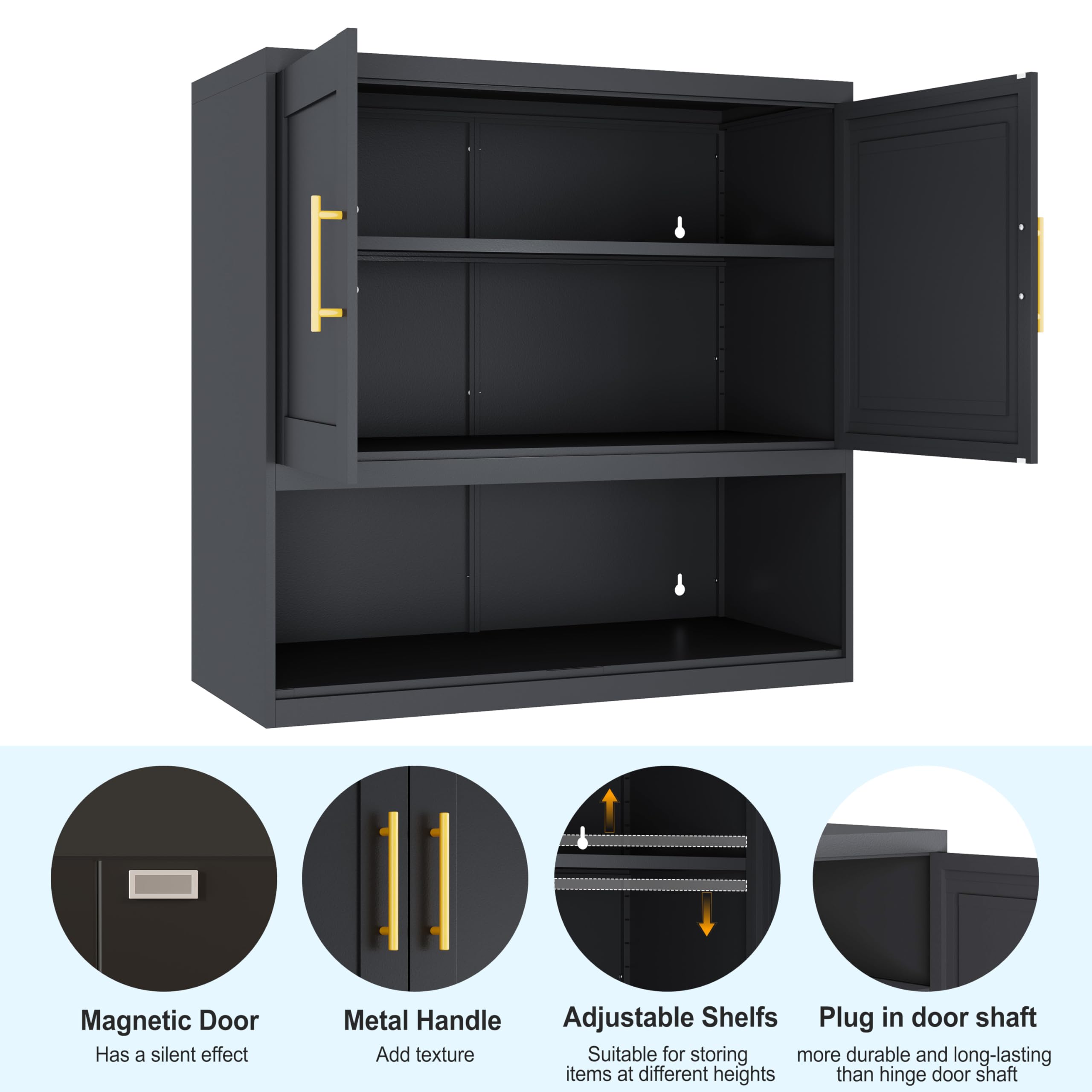 erosoei Metal Bathroom Cabinet Wall Mounted,Hanging Cabinet with 2Door and Adjustable Shelves,Over The Toilet Storage Medicine Cabinets for Bathroom,Laundry Room,Kitchen