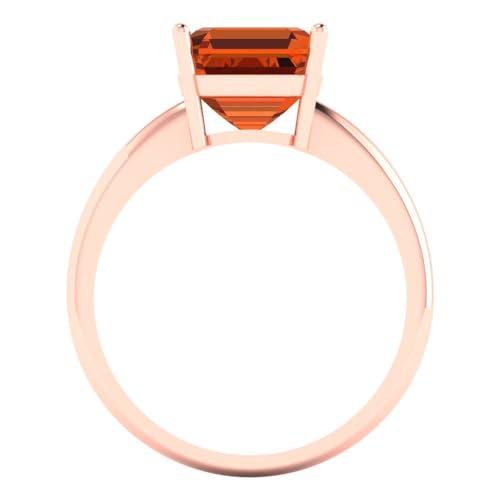 Clara Pucci 2.5 ct Asscher Cut Solitaire Red Simulated Diamond Engagement Wedding Bridal Promise Anniversary Ring 18K Rose Gold Size 8