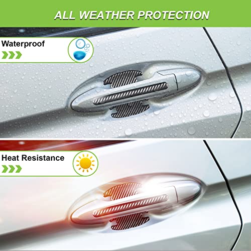 Spurtar 8pcs Car Door Handle Scratch Protector 3D Carbon Fiber Texture Paint Scratch Protector Sticker Car Door Handle Cover Non-Marking Door Cup Protection Universal for Automotive SUV Trunk (Black)