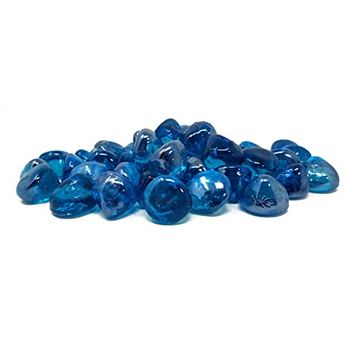 Golden Flame 10 Pound Fire Diamonds | 1 Inch Rocks | Natural Gas or Propane | Fire Pit, Table, and Fireplace | Indoor or Outdoor | Brilliant Jewel-Like Color | Caribbean Blue Reflective
