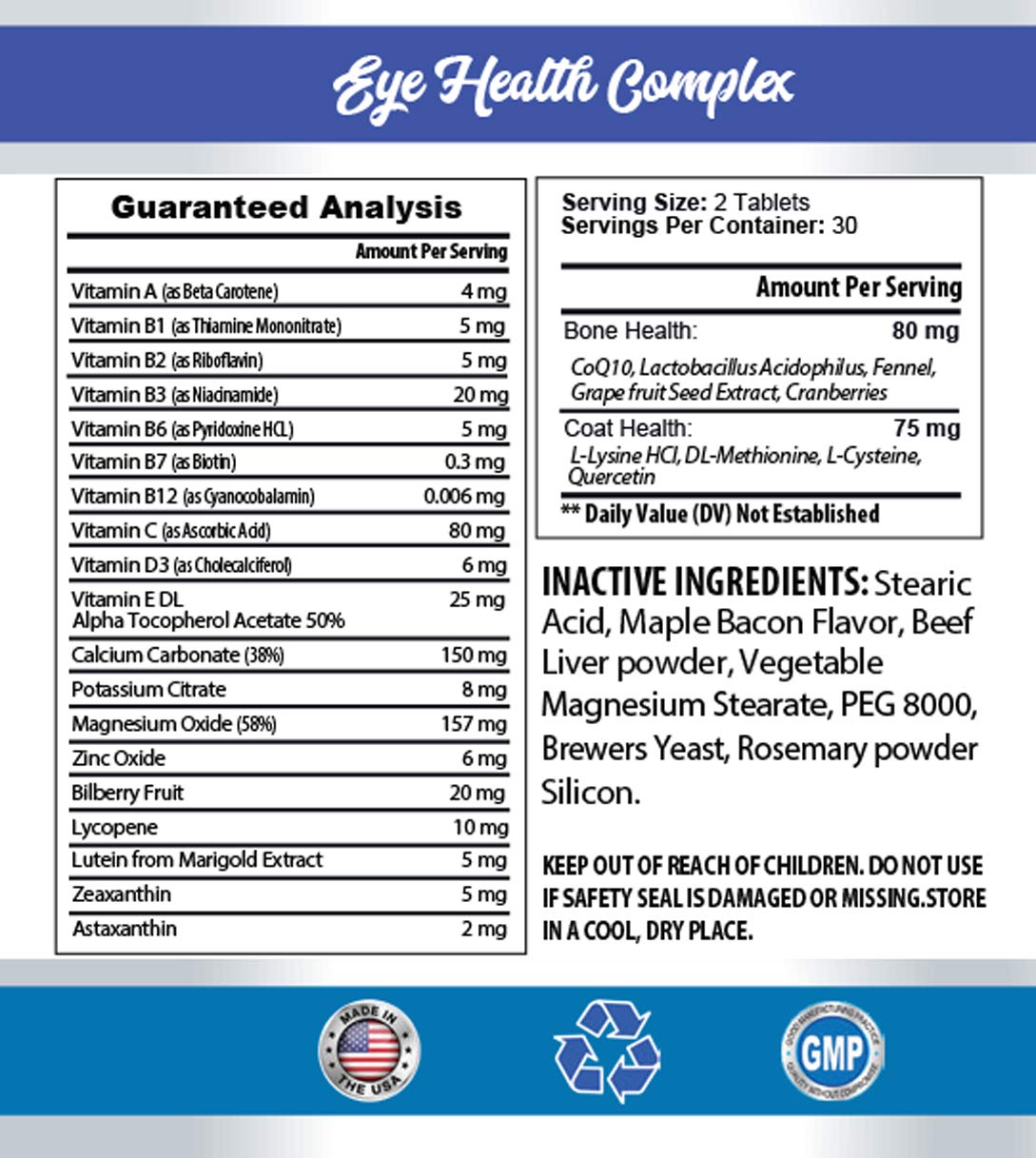 PET SUPPLEMENTS Dog Urinary Tract Support - Dog Total Health Complex - Eye Teeth Hair Joint Support - Advanced - Vitamin b3 for Dogs - 2 Bottles (120 Tablets)