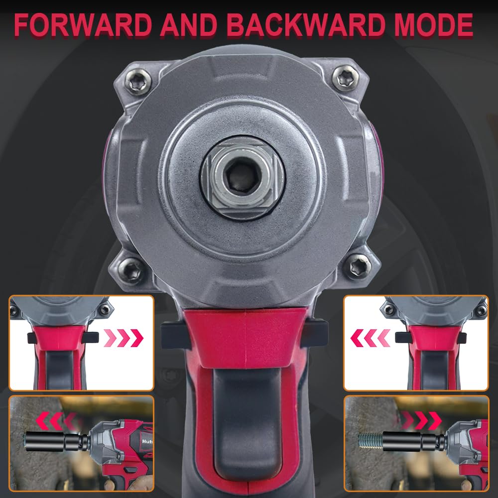 Huhomco 1/2" Impact Wrench Cordless, 3 in 1 Function, 21V 700N.m Battery Power Hammer Drill Brushless Screw Driver with 2pcs 4Ah Battery and Charger